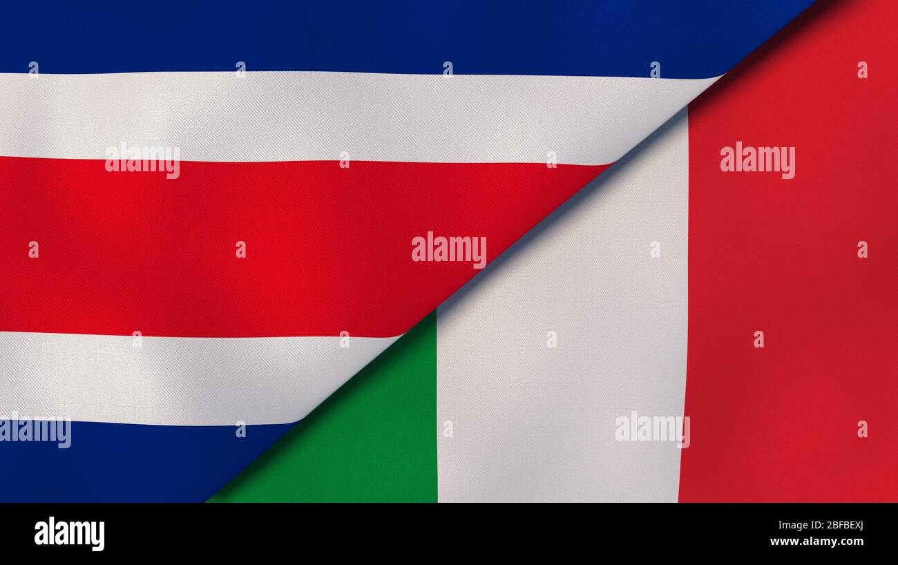 Two states flags of Costa Rica and Italy. High quality business ...