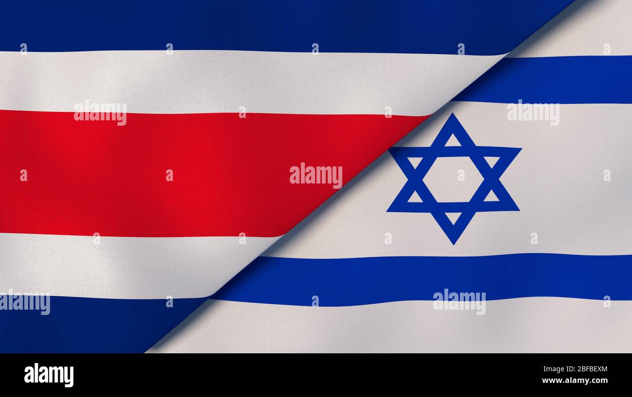Two states flags of Costa Rica and Israel. High quality business ...