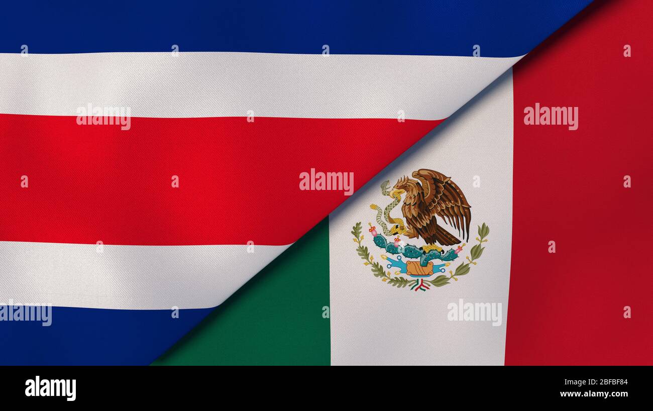 Two states flags of Costa Rica and Mexico. High quality business ...