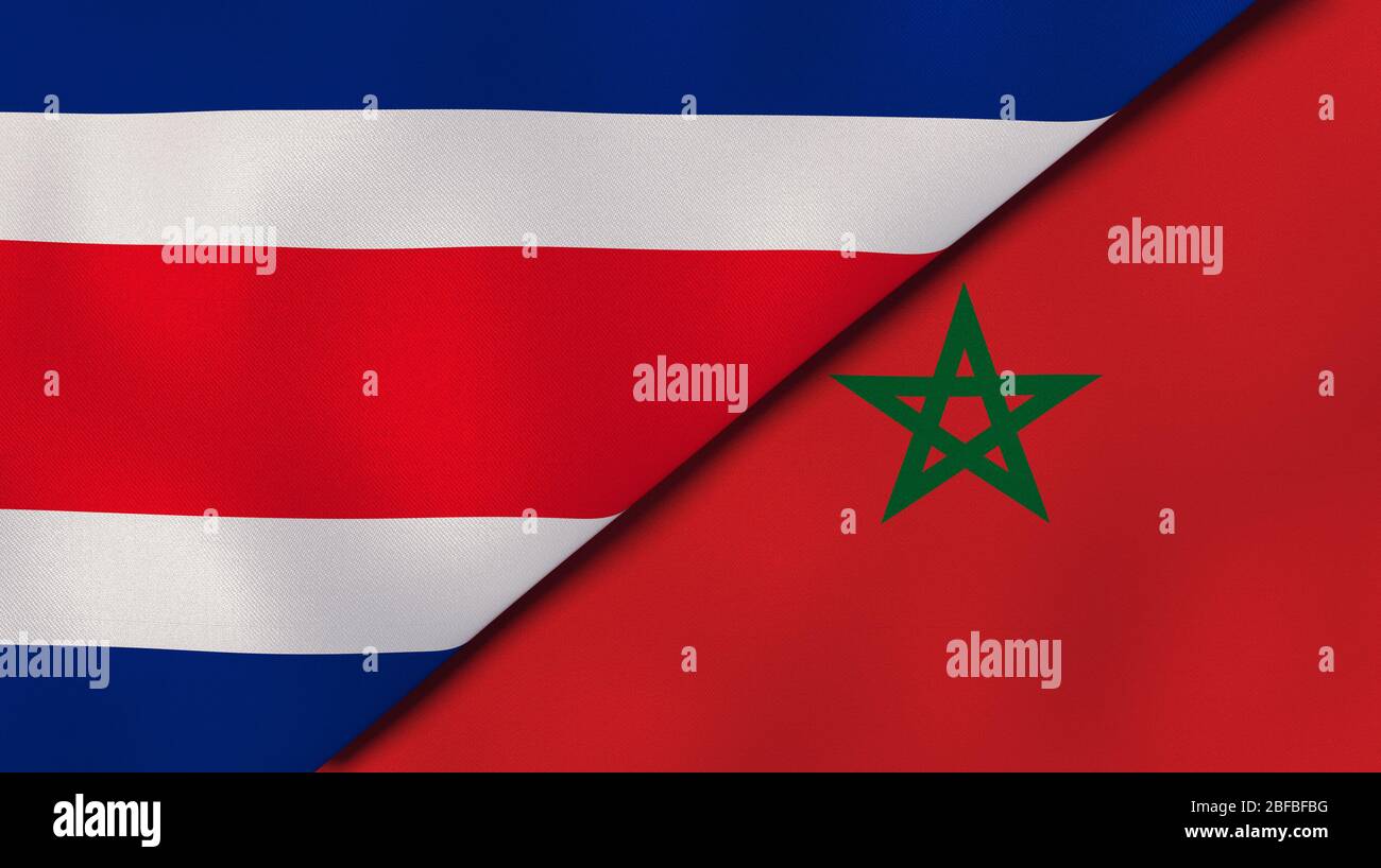 Two states flags of Costa Rica and Morocco. High quality business ...