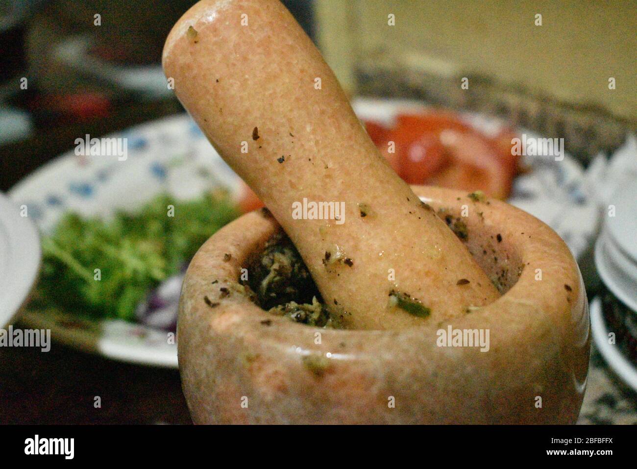 Traditional wooden mortar hi-res stock photography and images - Alamy