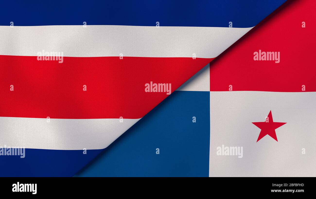 Two states flags of Costa Rica and Panama. High quality business ...