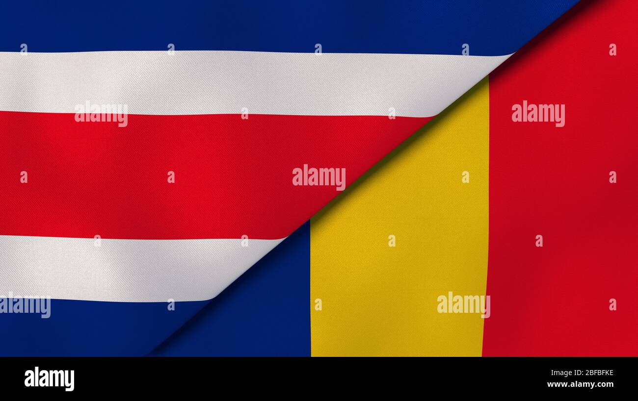Two states flags of Costa Rica and Romania. High quality business ...