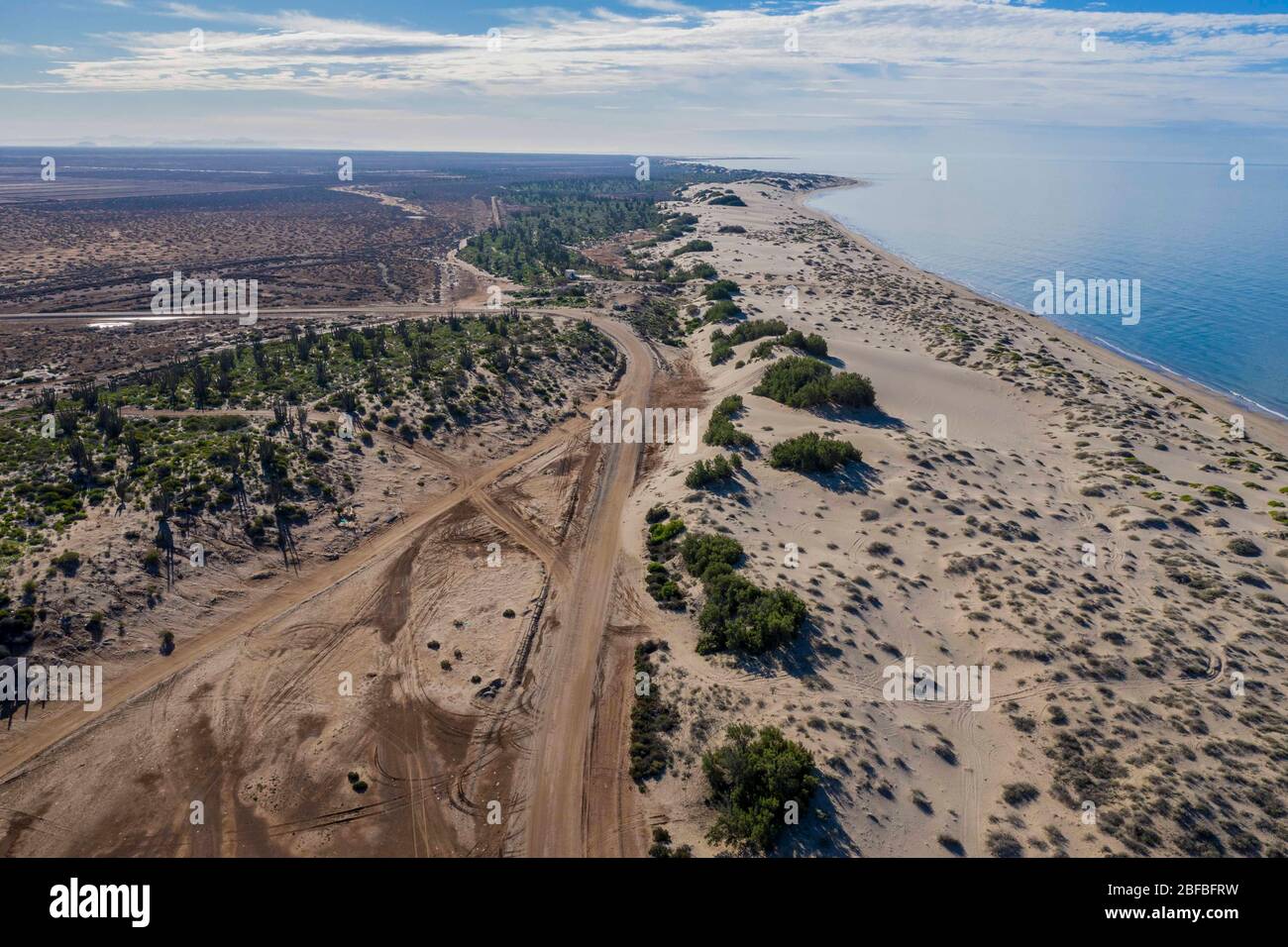 View of the sand dunes and Sahuimaro beach, Sonora, Mexico. Sonora ...