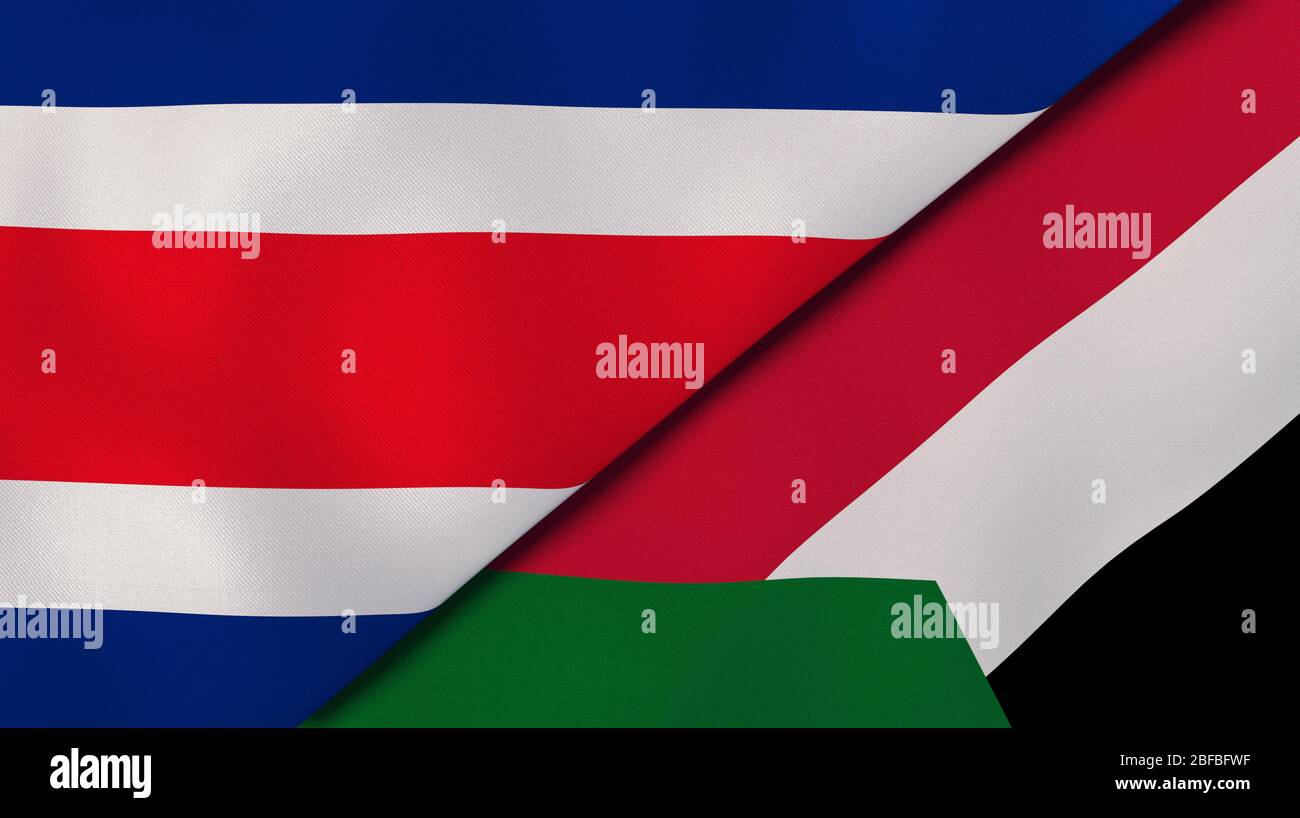 Two states flags of Costa Rica and Sudan. High quality business ...