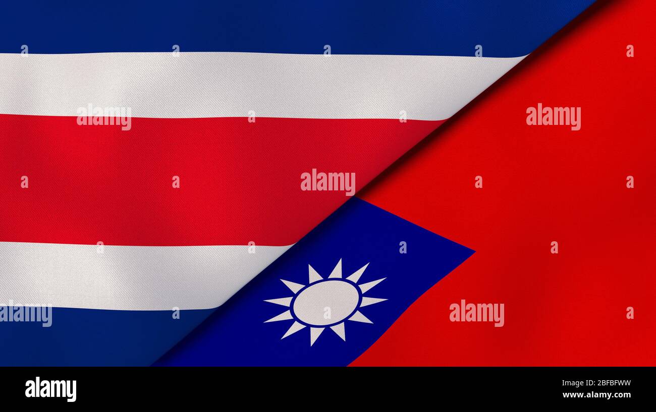 Two states flags of Costa Rica and Taiwan. High quality business ...