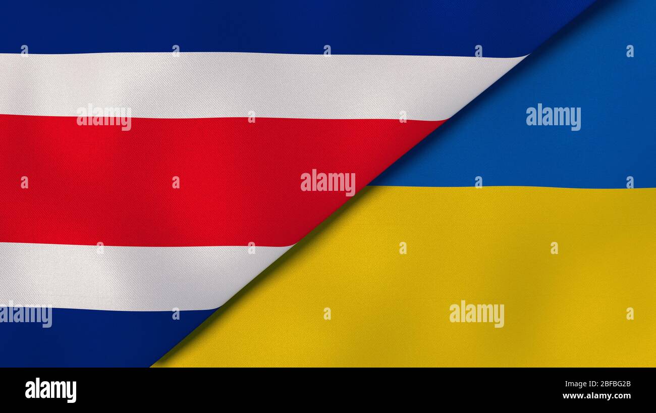 Two states flags of Costa Rica and Ukraine. High quality business ...