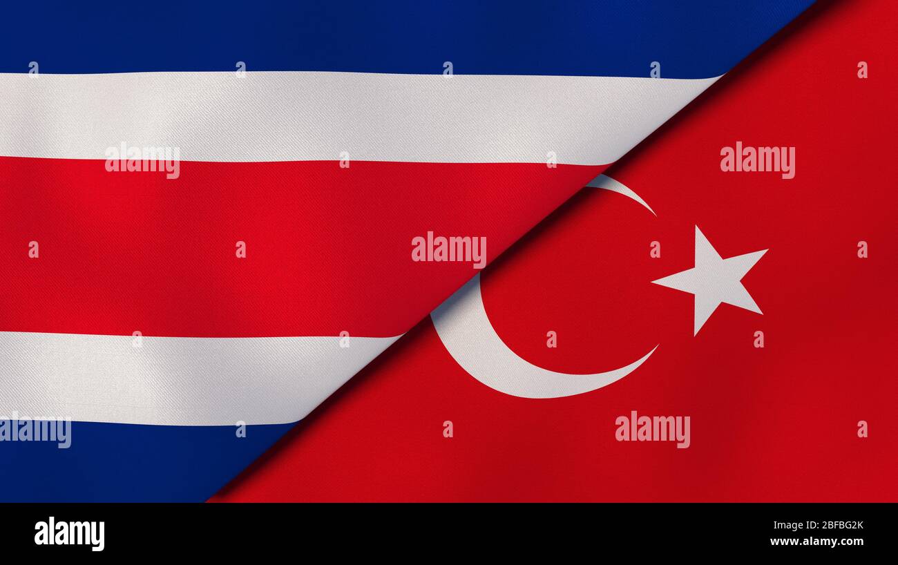 Two states flags of Costa Rica and Turkey. High quality business ...