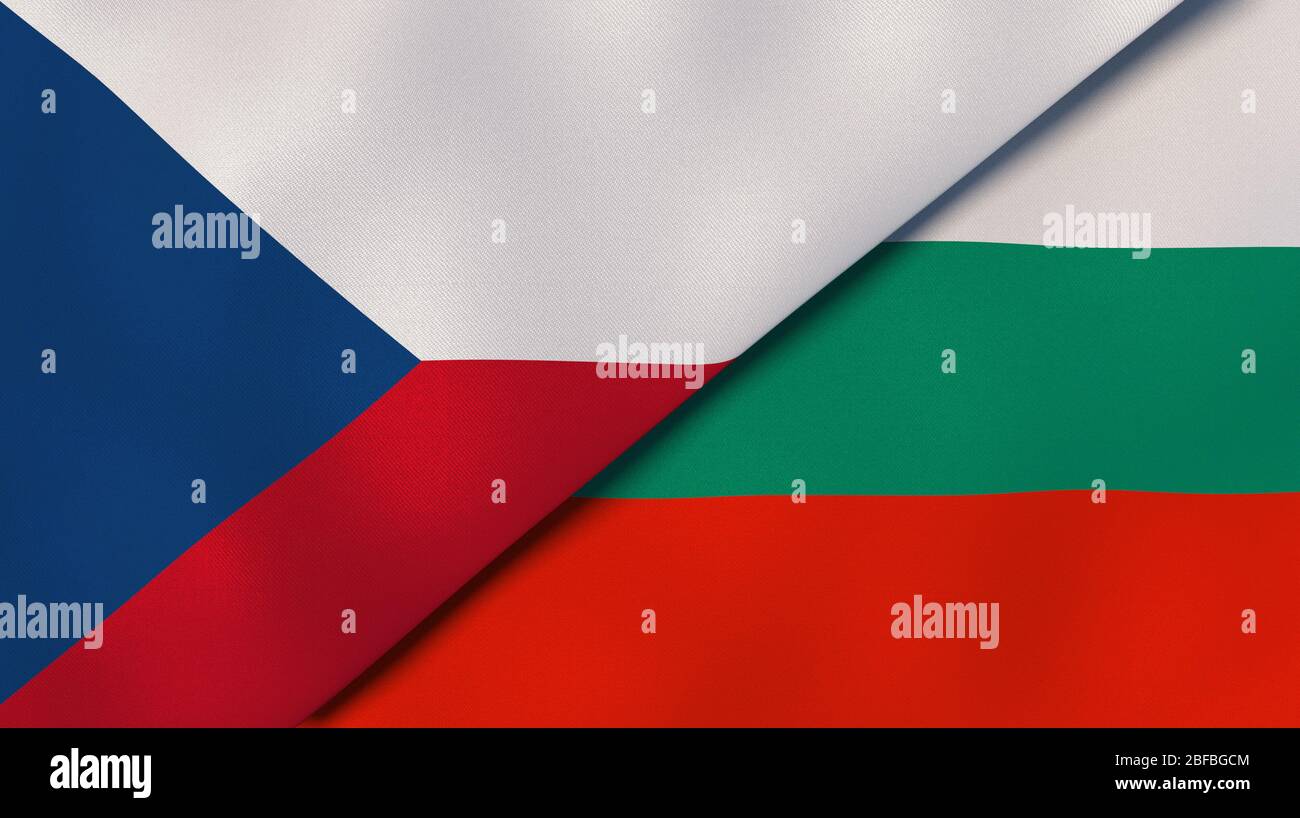 Two states flags of Czech Republic and Bulgaria. High quality business ...