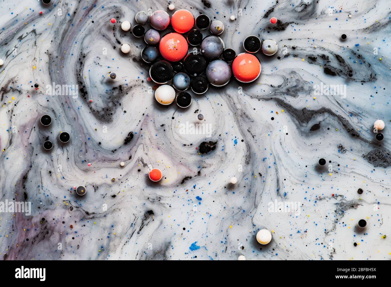 Bright colorful acrylic paint. Macro structure of Multicolored Bubbles ...