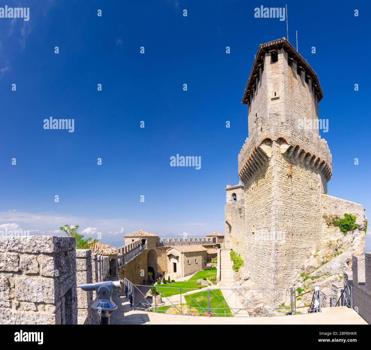 Prima Torre Guaita first medieval tower with stone brick fortress wall ...