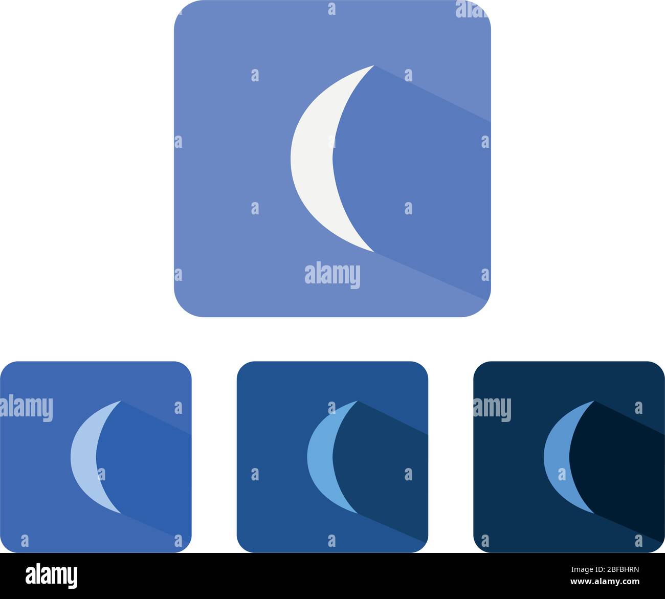 flat design moon icon illustrated in vector on white background Stock ...