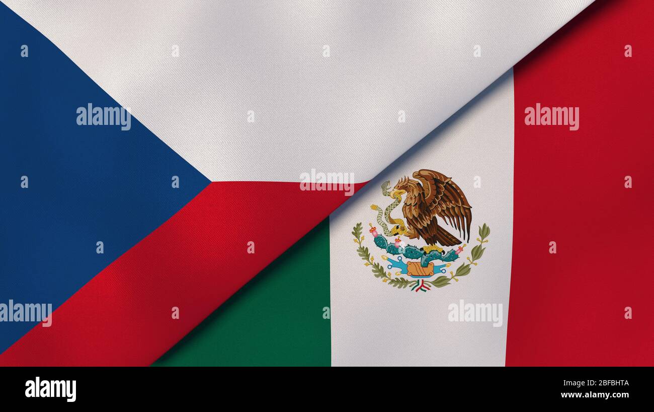 Two states flags of Czech Republic and Mexico. High quality business ...
