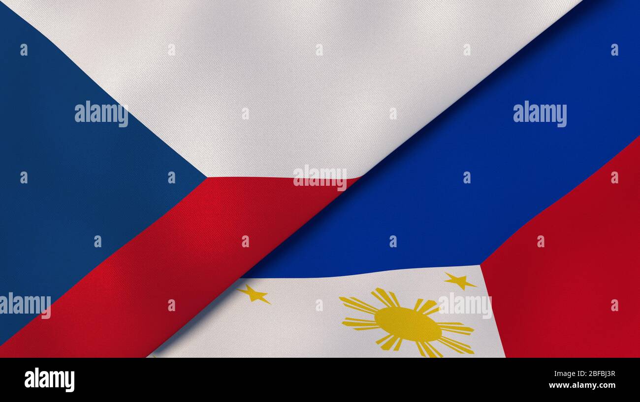 Two states flags of Czech Republic and Philippines. High quality ...