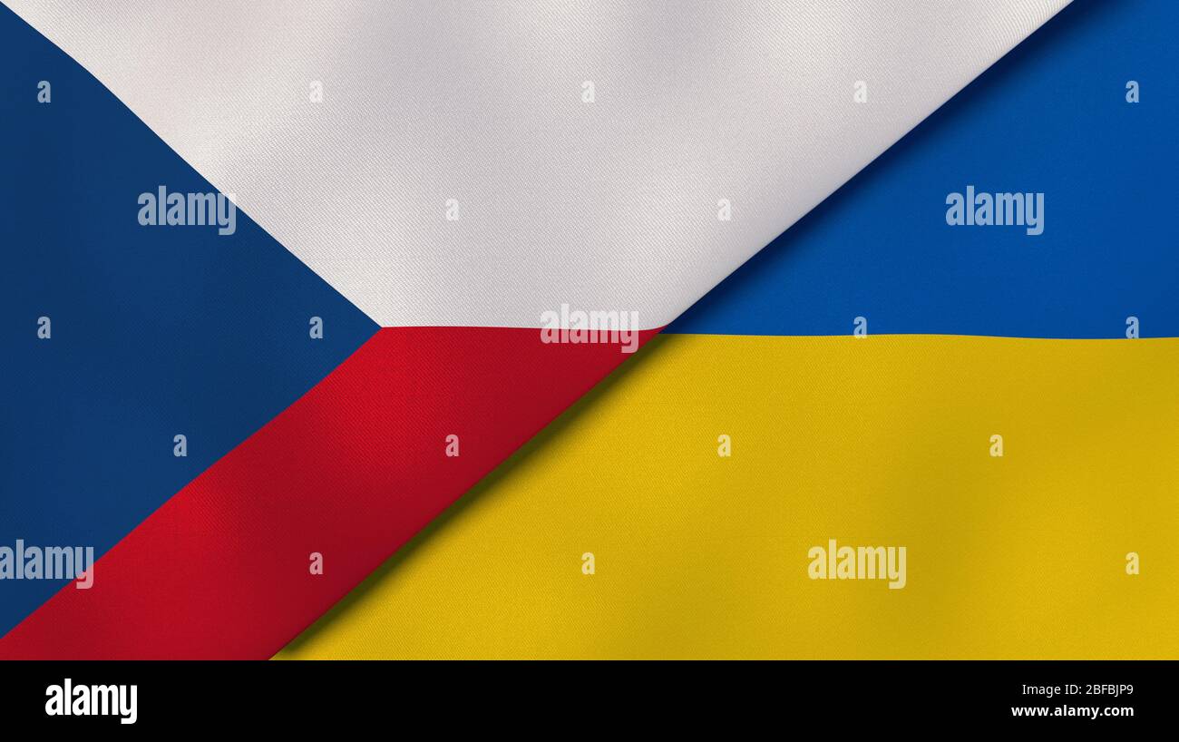Two states flags of Czech Republic and Ukraine. High quality business ...
