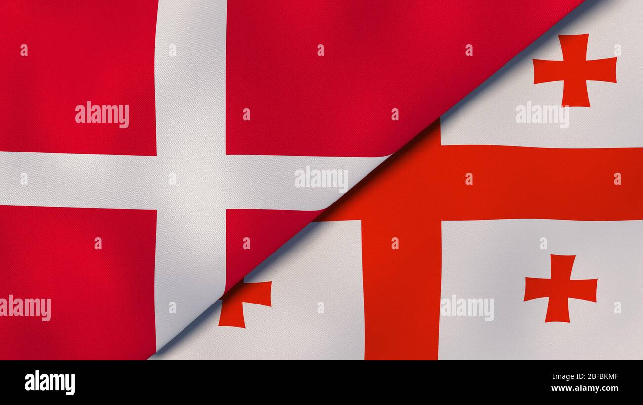 Two states flags of Denmark and Georgia. High quality business ...