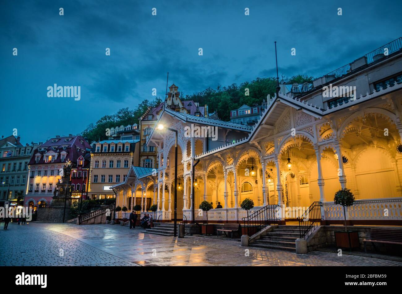 The Market Colonnade Trzni kolonada wooden colonnade with lights and ...
