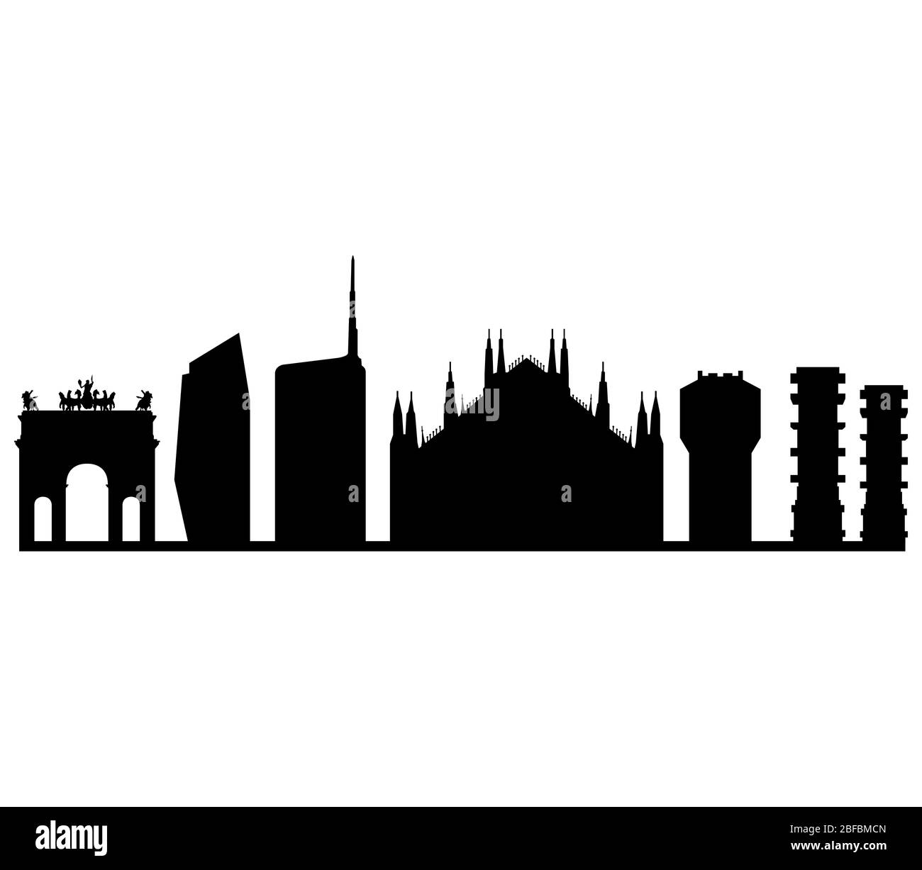 Milan skyline icon illustrated in vector on white background Stock ...