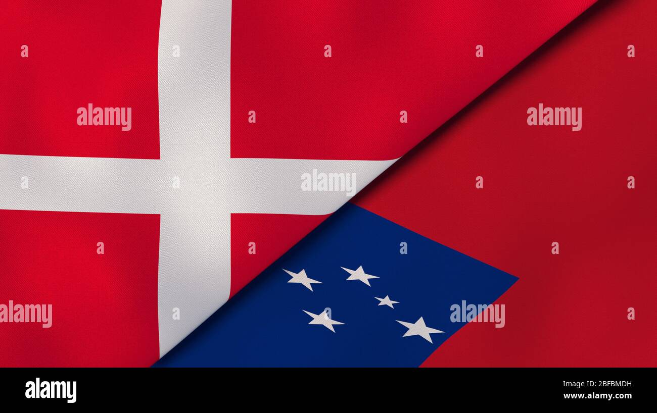 Two states flags of Denmark and Samoa. High quality business background ...