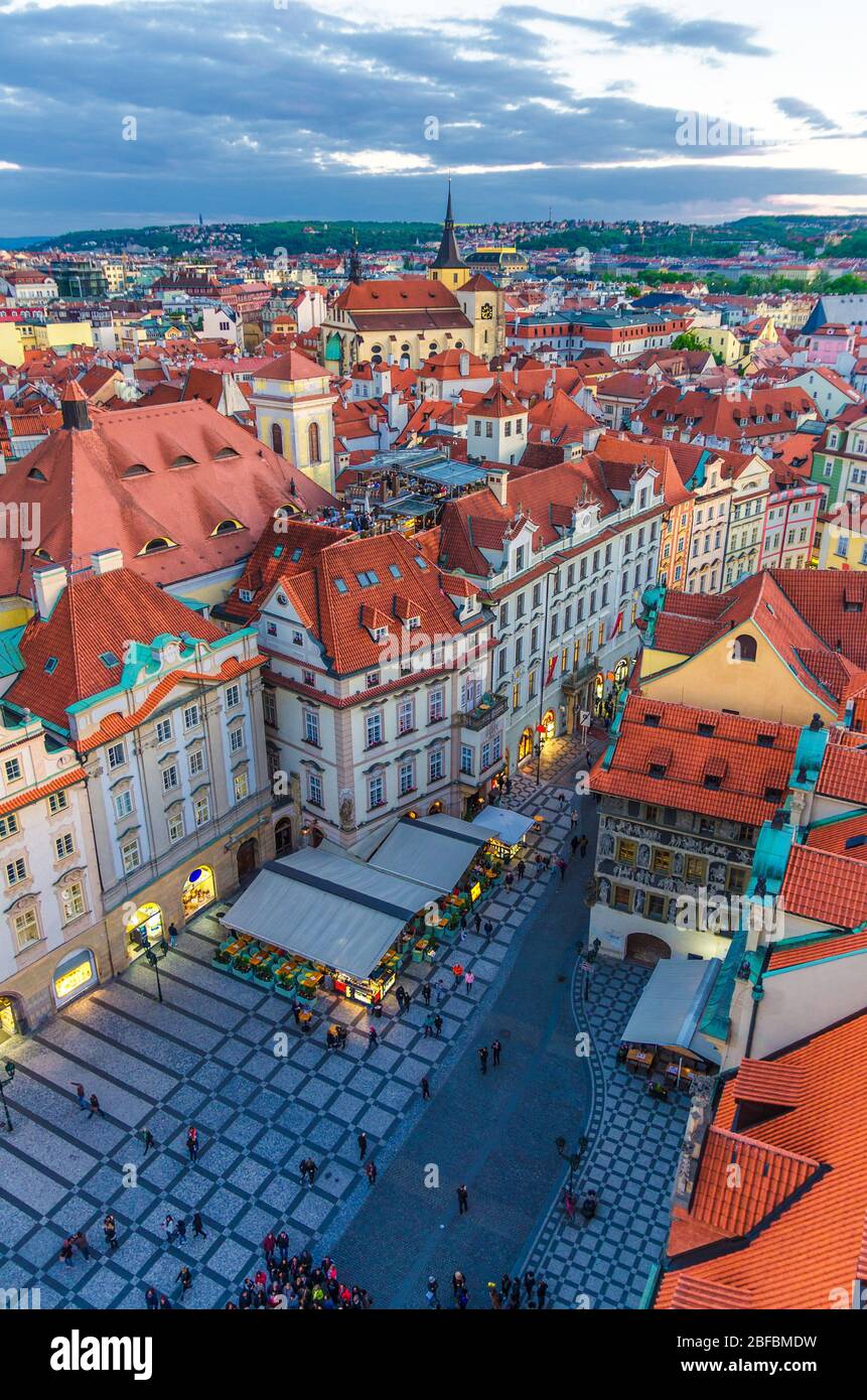 Top vertical view of Prague Old Town (Stare Mesto) historical city ...