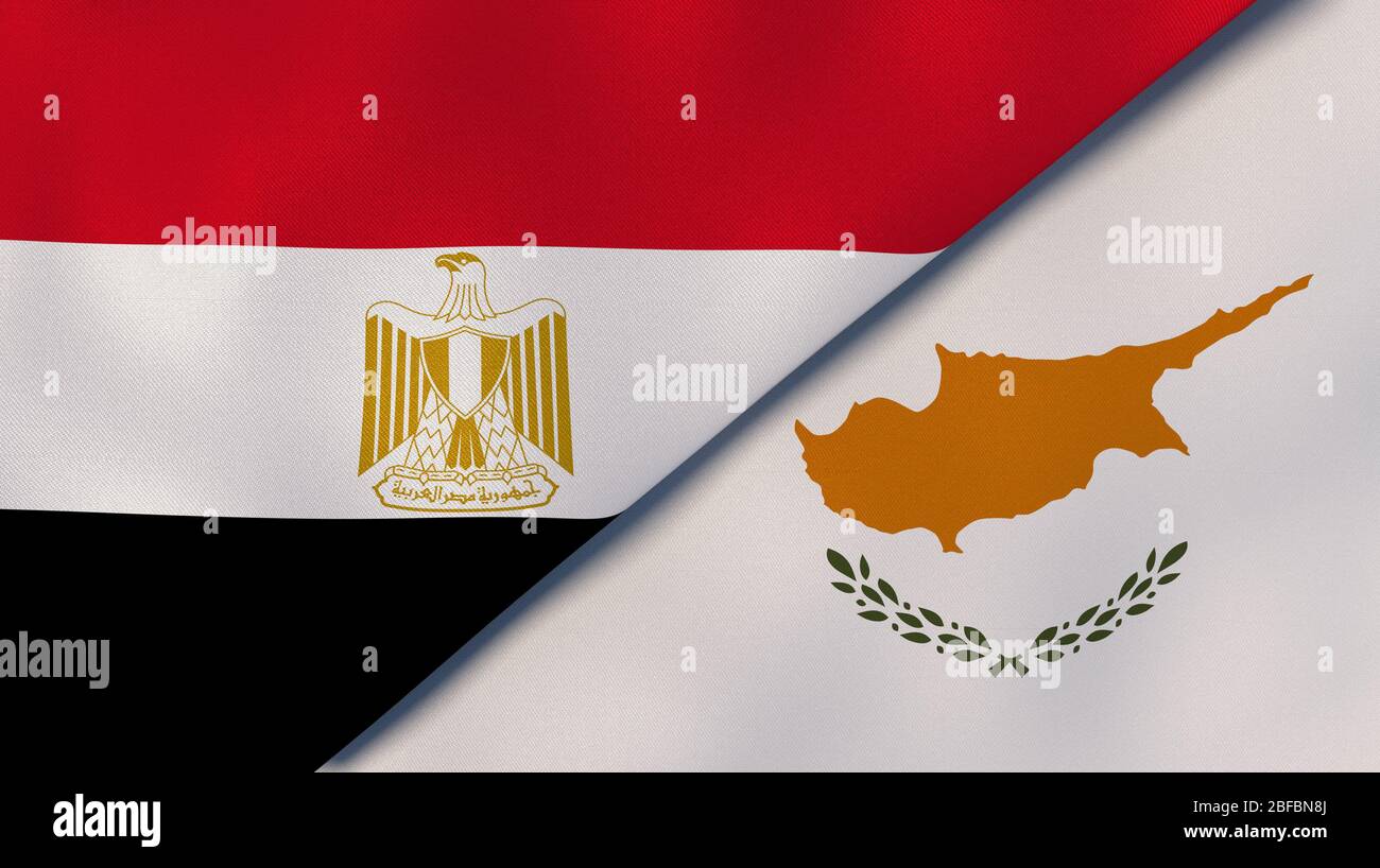 Two states flags of Egypt and Cyprus. High quality business background ...