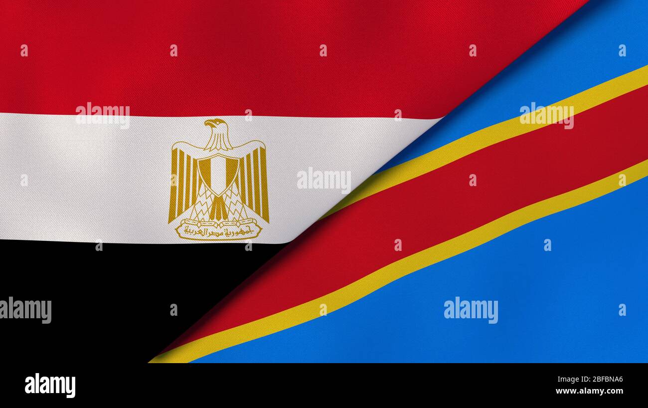 Two states flags of Egypt and DR Congo. High quality business ...
