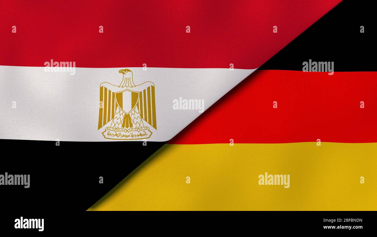 Two states flags of Egypt and Germany. High quality business background ...