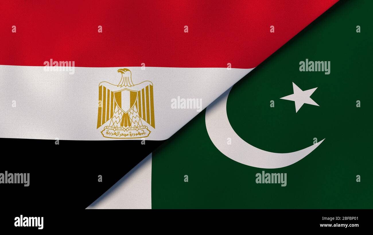 Two states flags of Egypt and Pakistan. High quality business ...