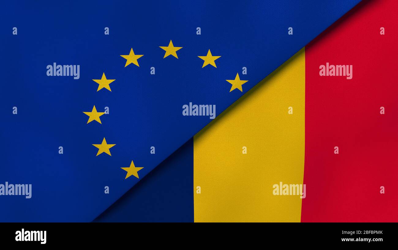 Two states flags of European Union and Chad. High quality business ...