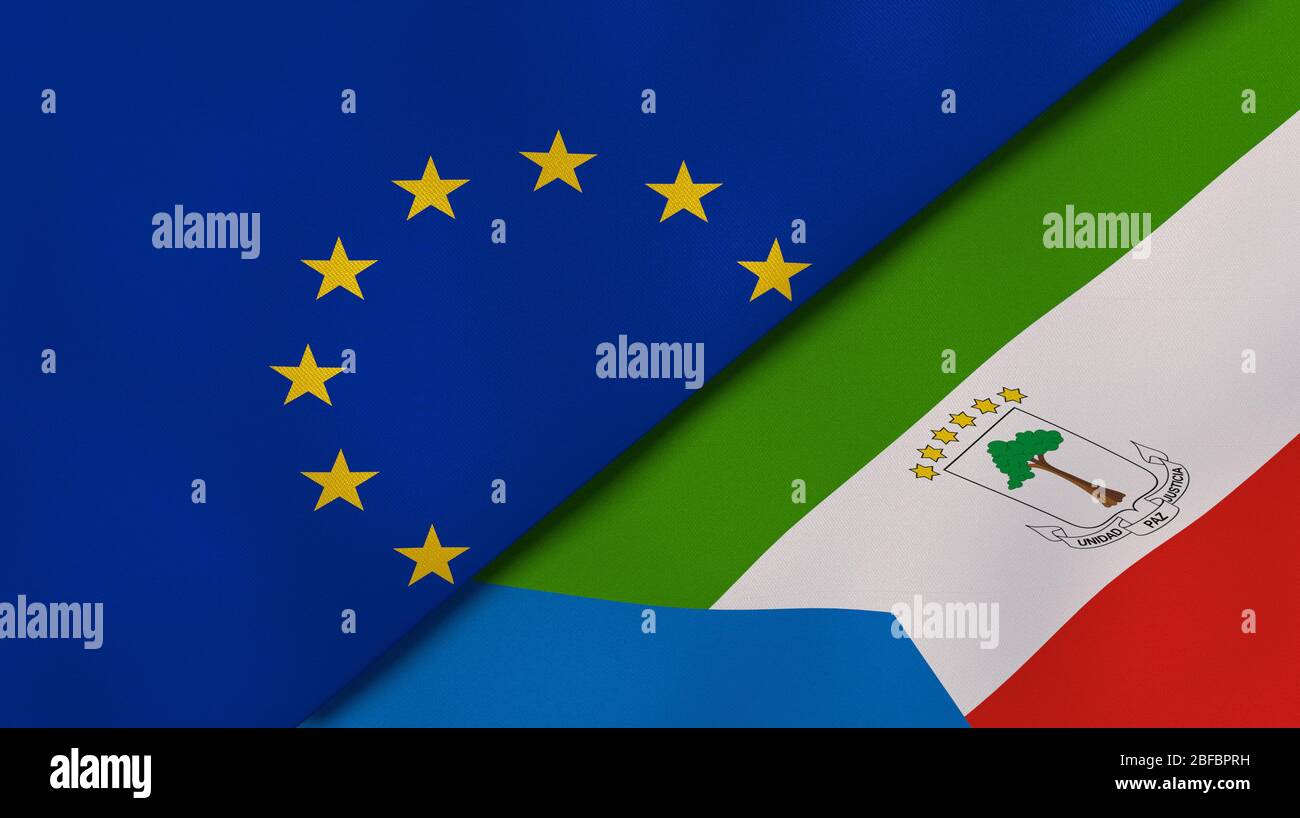 Two states flags of European Union and Equatorial Guinea. High quality ...