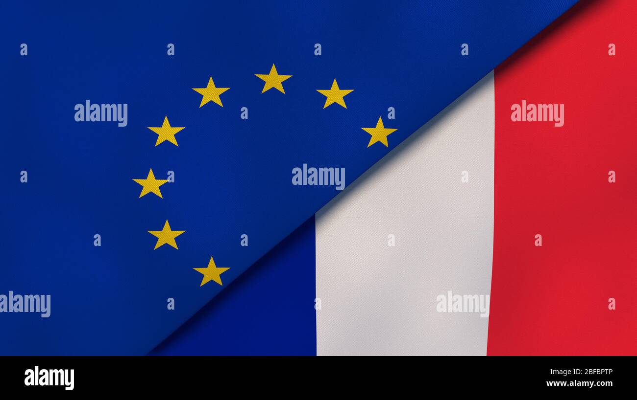 Two states flags of European Union and France. High quality business ...