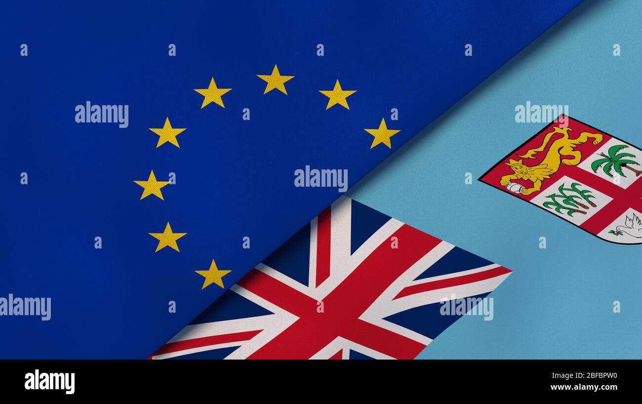 Two states flags of European Union and Fiji. High quality business ...