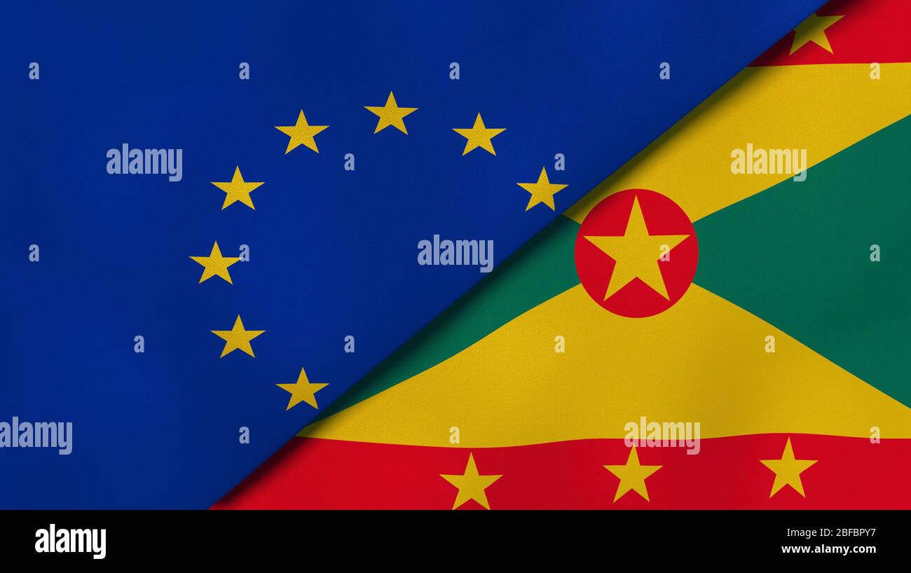 Two states flags of European Union and Grenada. High quality business ...