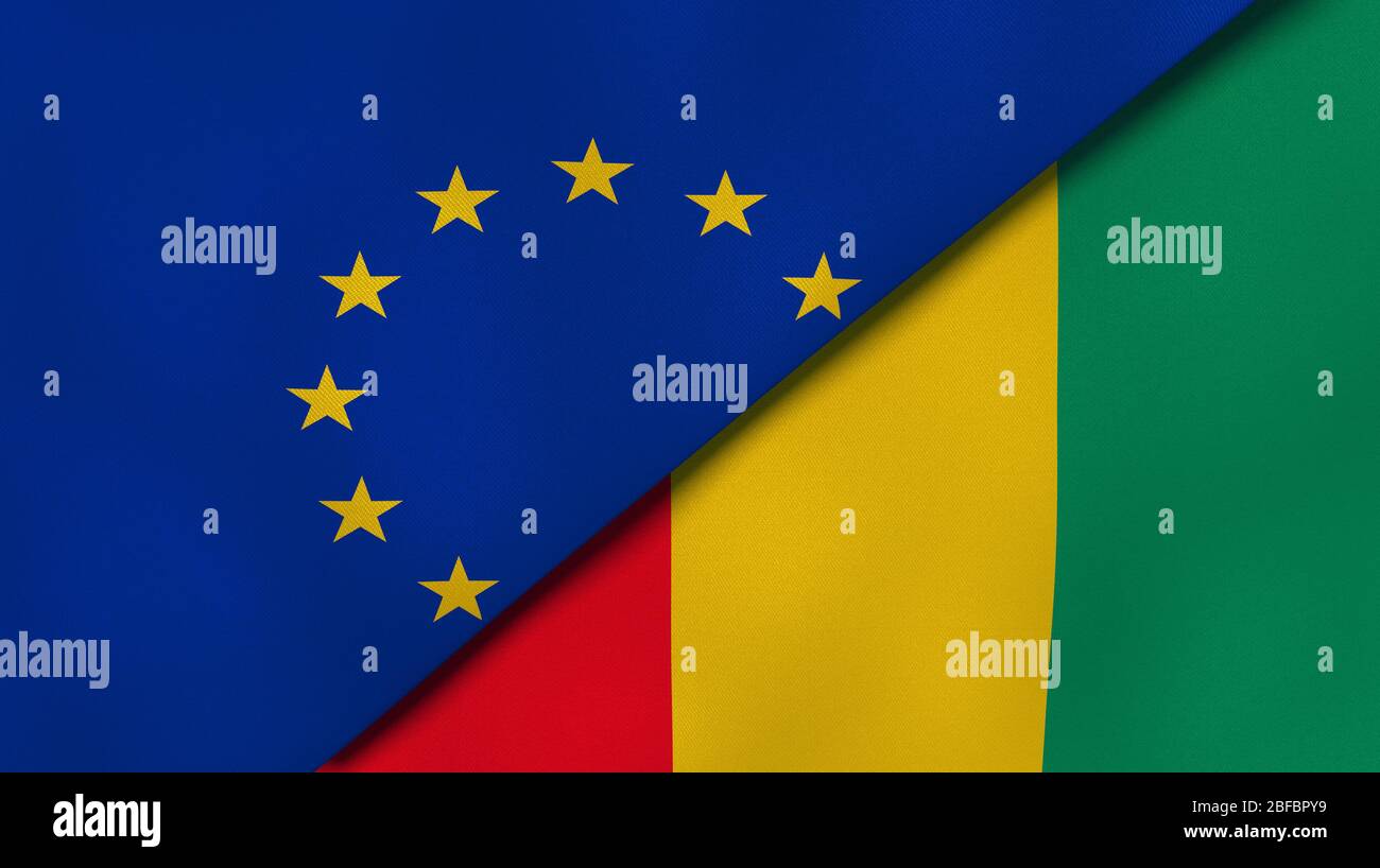 Two states flags of European Union and Guinea. High quality business ...