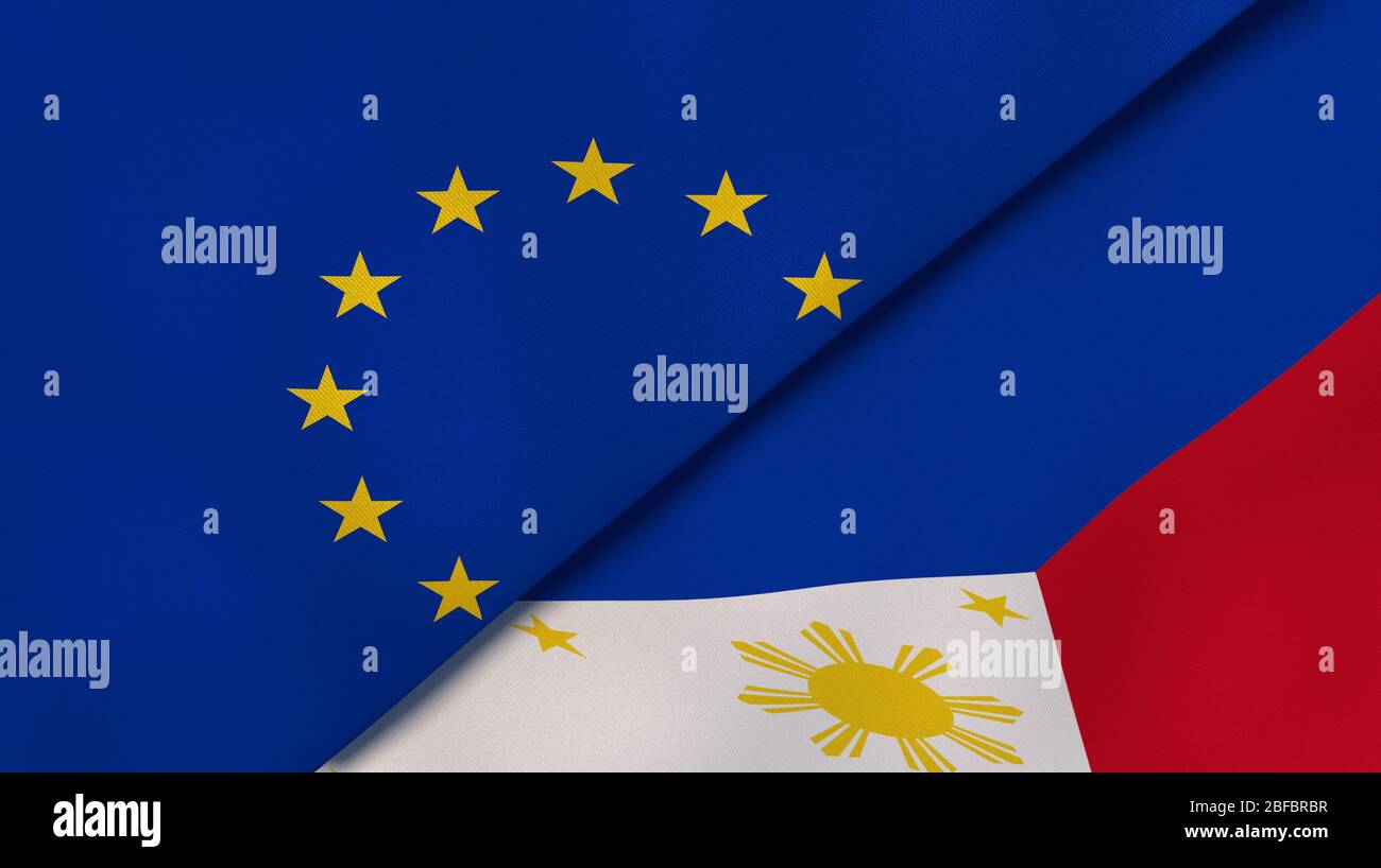 Two states flags of European Union and Philippines. High quality ...