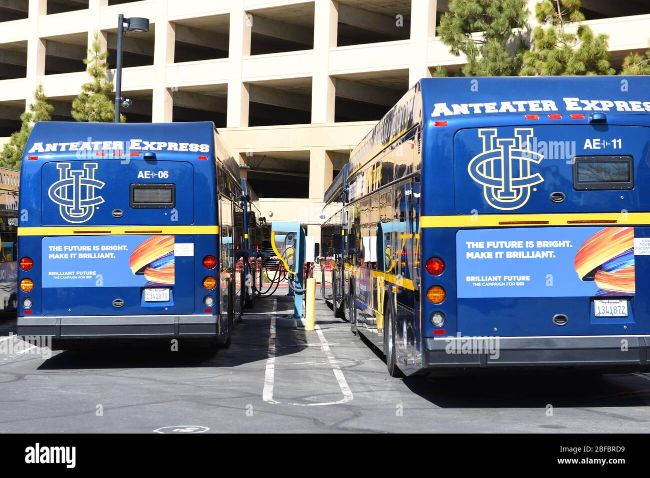 IRVINE, CALIFORNIA - 16 APRIL 2020: Anteater Express busses. The ...