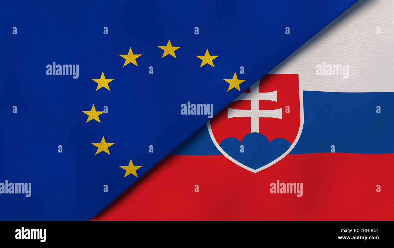Two states flags of European Union and Slovakia. High quality business ...