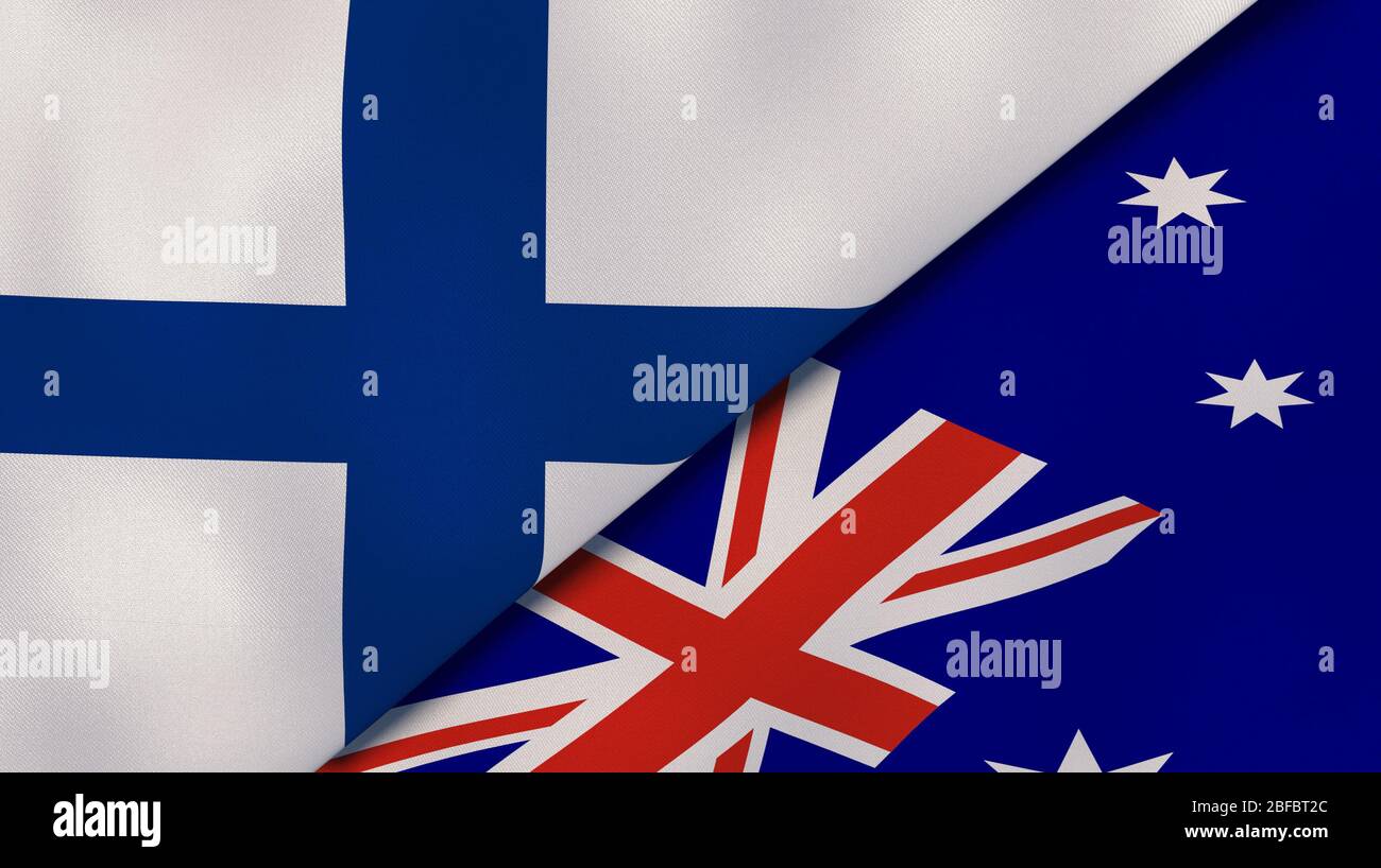 Two states flags of Finland and Australia. High quality business ...