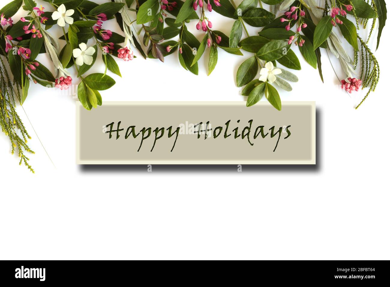 Celebration Happy Birthday card with fresh flowers. Plants flowers ...