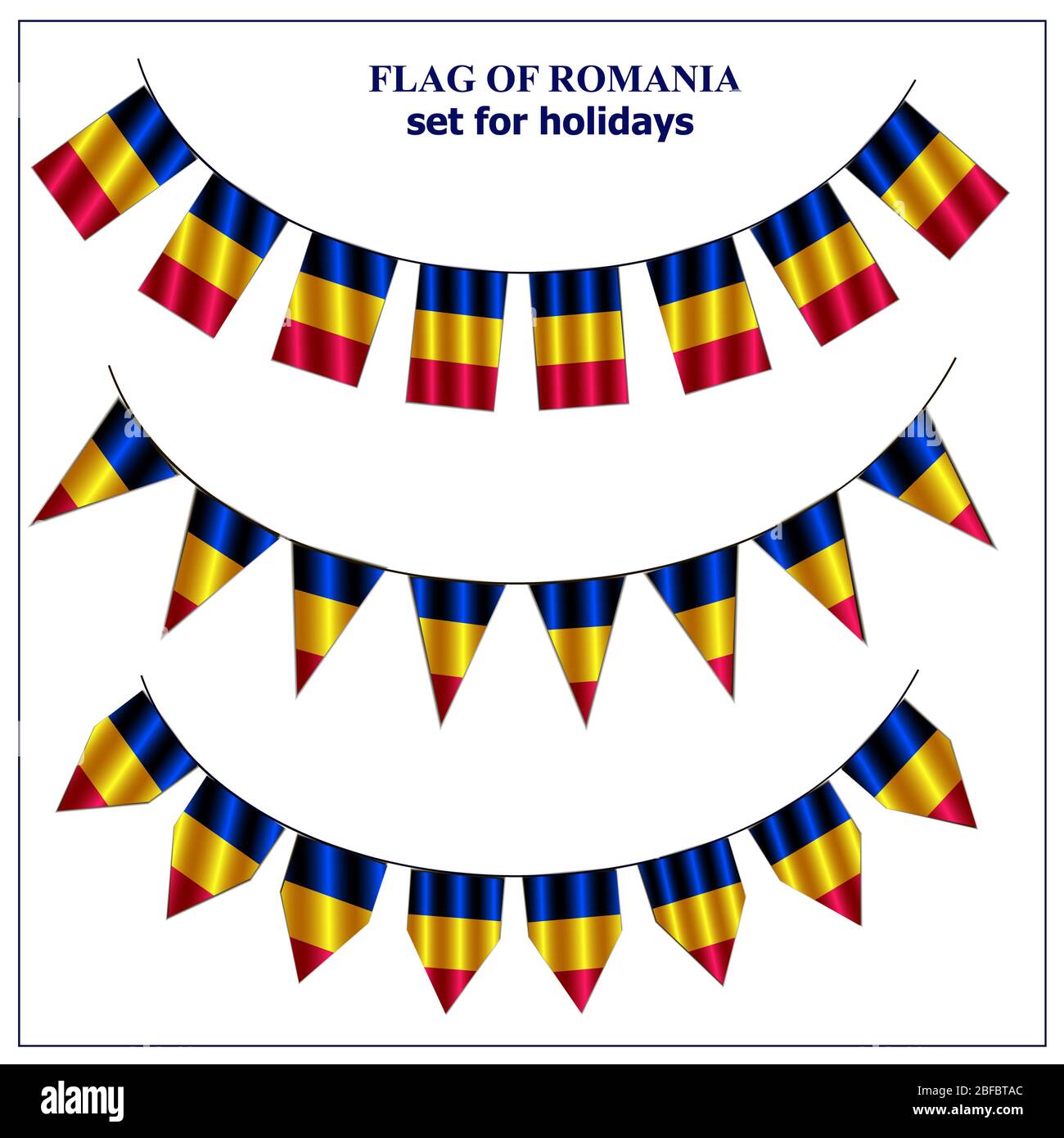 Bright set with flags of Romania. Happy Romania day collection. Bright ...