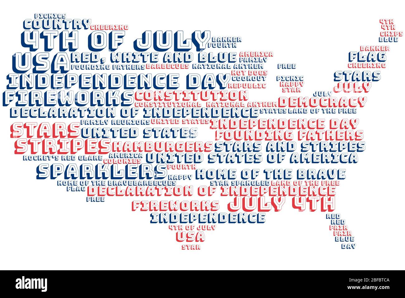 Independence Day, 4th of July, word cloud graphic in the shape of the ...