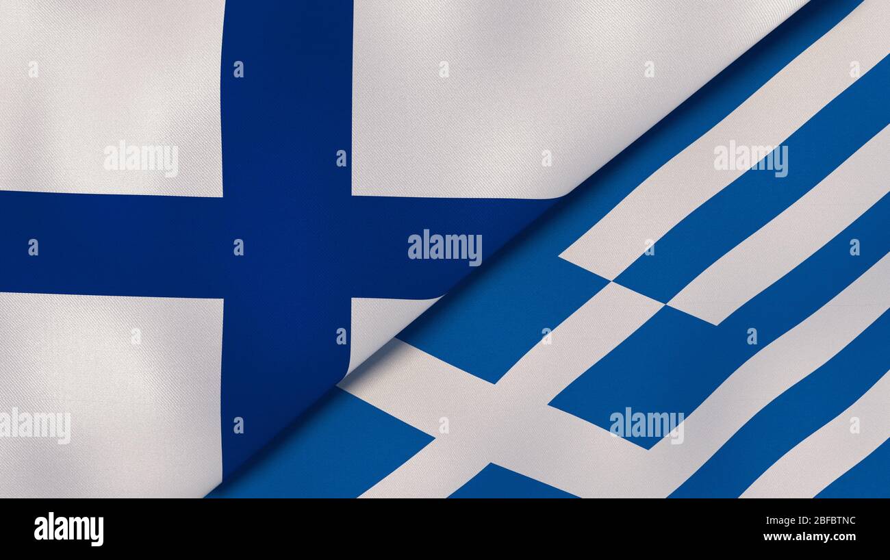 Two states flags of Finland and Greece. High quality business ...