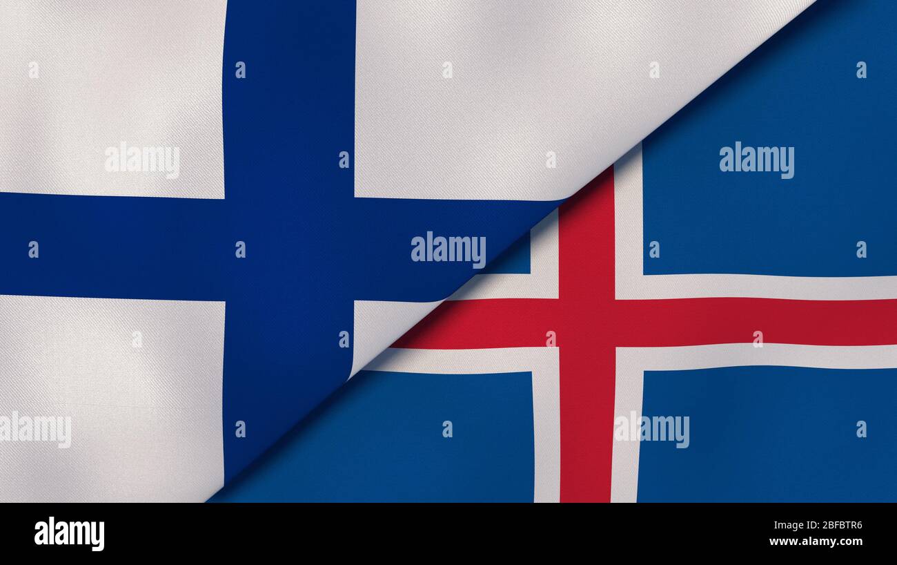 Two states flags of Finland and Iceland. High quality business ...