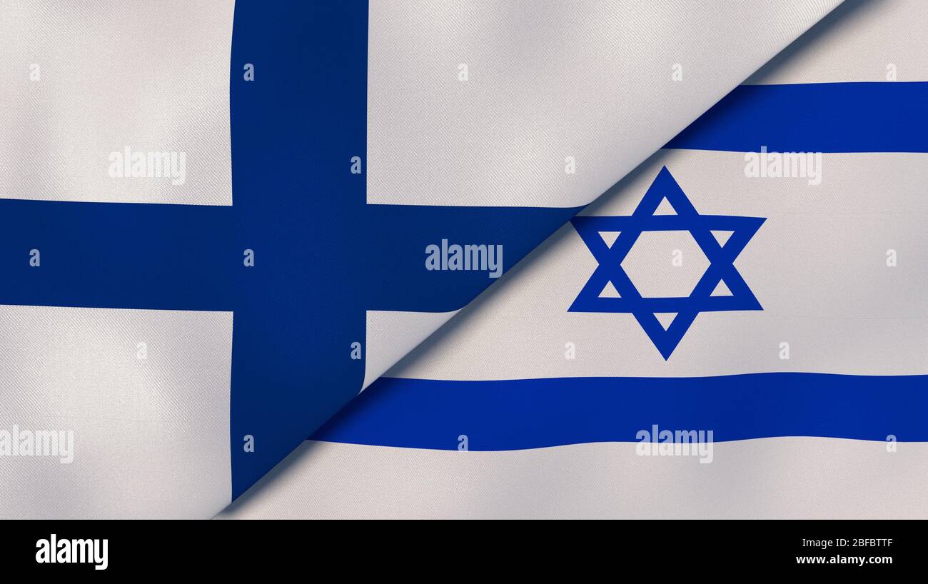 Two states flags of Finland and Israel. High quality business ...