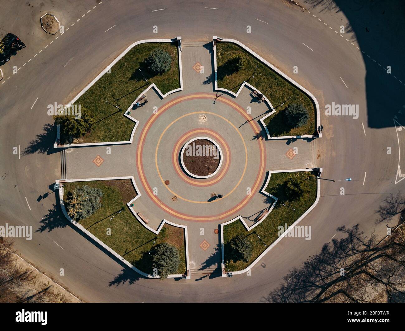 Small square at road intersection in historical area in Voronezh, top ...