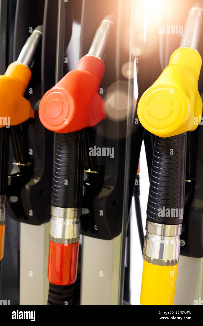 Close up of car is refilling oil fuel in Gas Station Stock Photo - Alamy