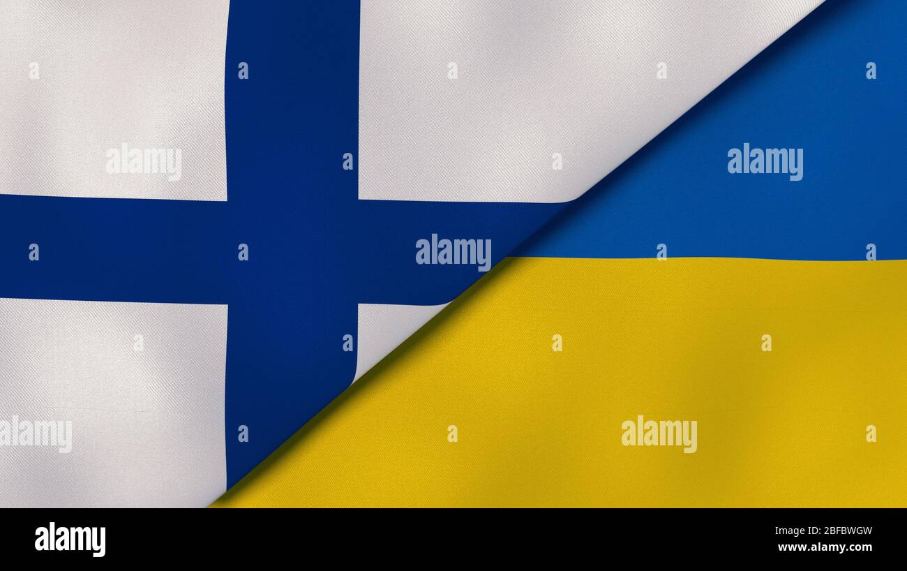Two states flags of Finland and Ukraine. High quality business ...