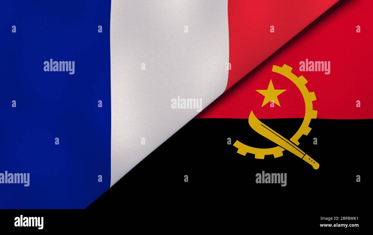 Two states flags of France and Angola. High quality business background ...