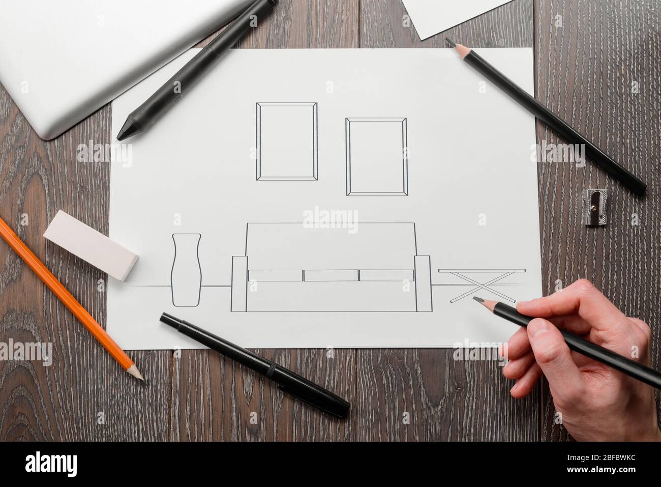 Interior design sketch hi-res stock photography and images - Alamy