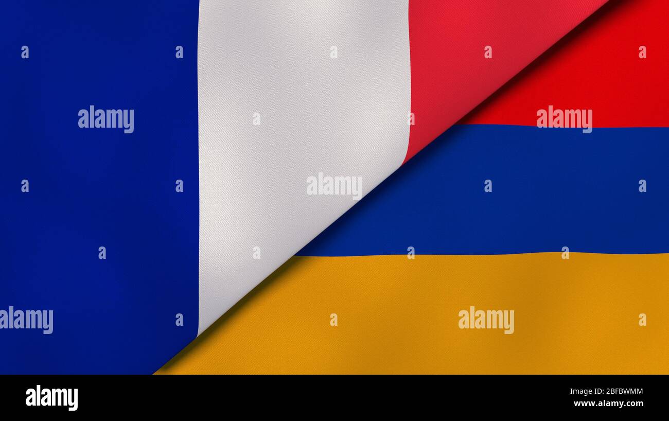 Two states flags of France and Armenia. High quality business ...